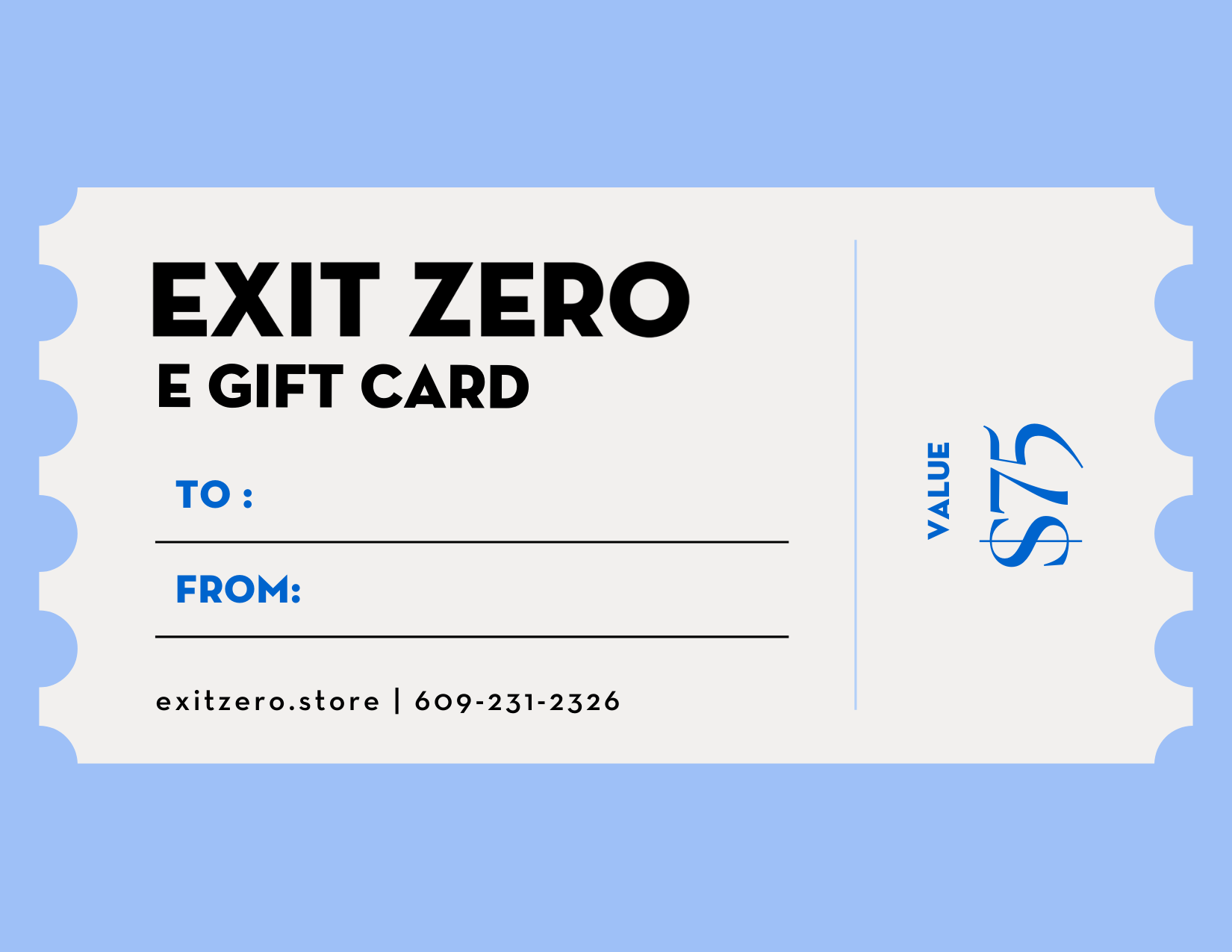 Electronic Gift Cards – Exit Zero Company